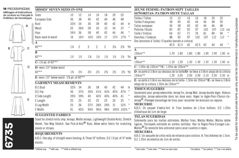 New Look Pattern 6735 Misses' Coordinates - Knitwit