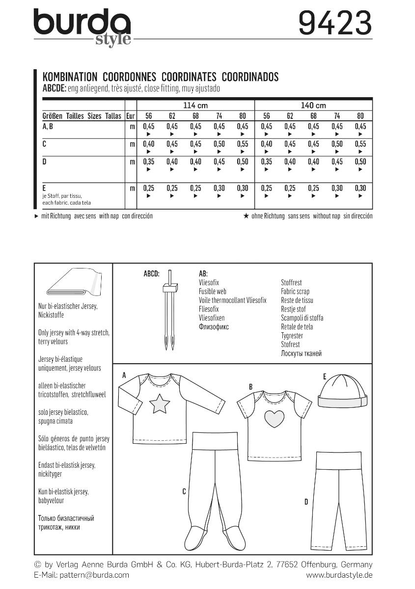 Burda Baby Sewing Pattern 9423 - Knitwit